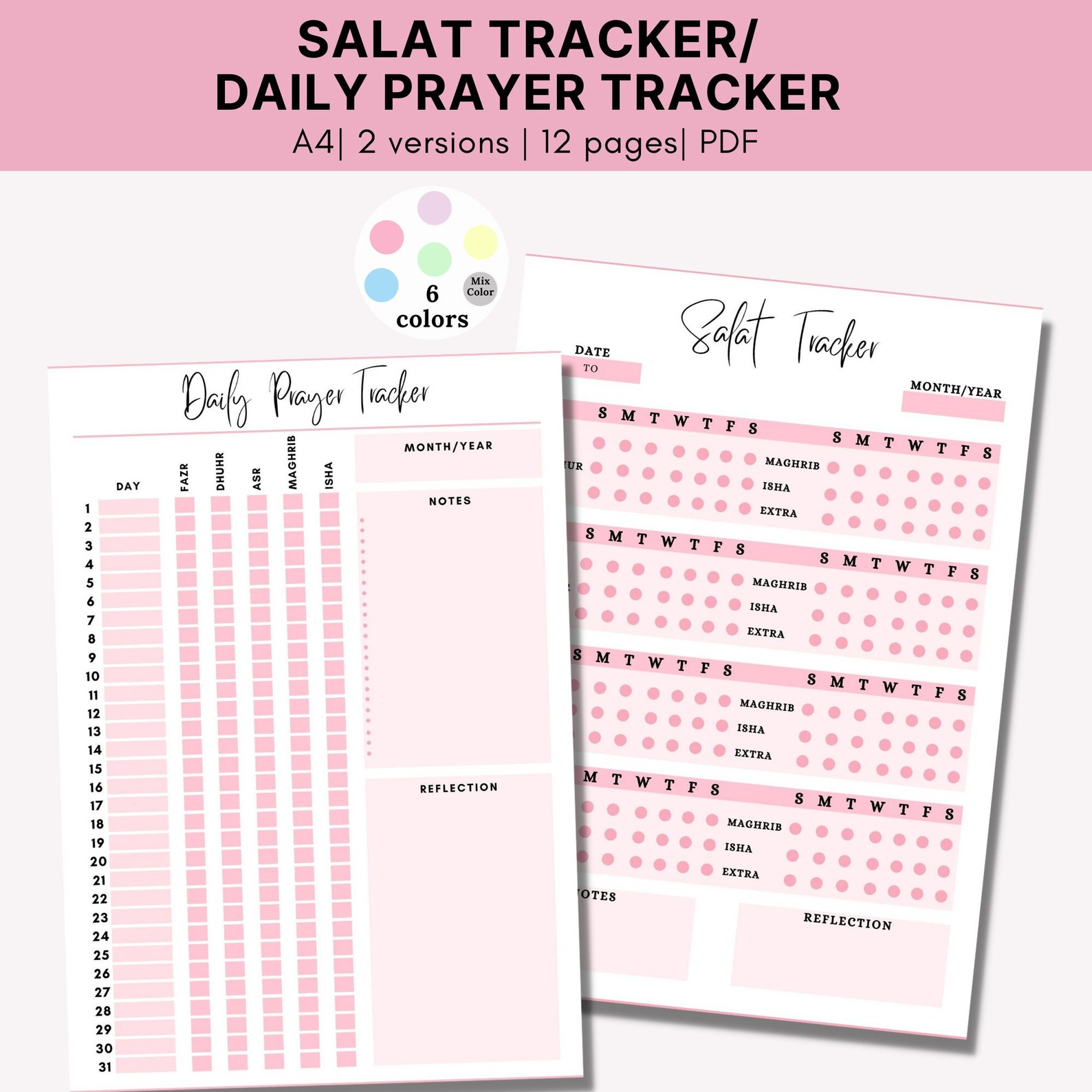 Salah Tracker Printable Muslim Prayer Tracker Monthly Daily - Etsy Finland