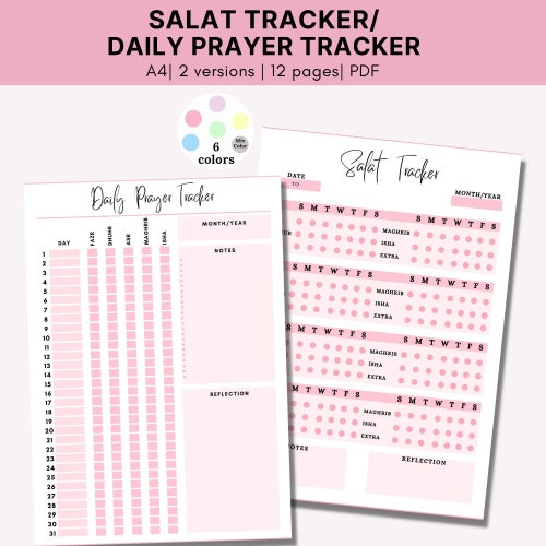 Salah Prayer Tracker Islamic Monthly Calendar Islamic Daily - Etsy