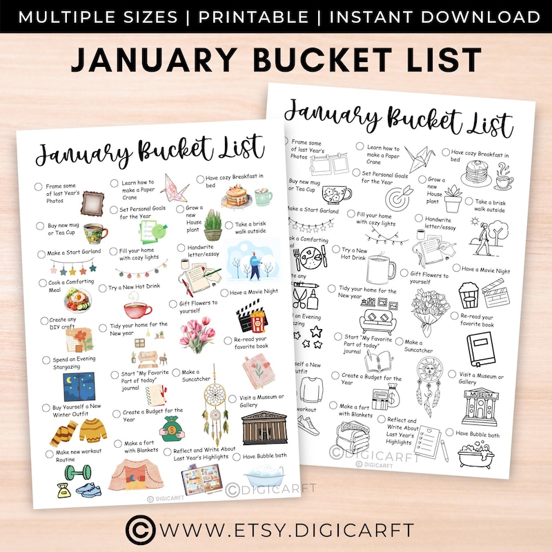 Monthly Bucket List - Etsy