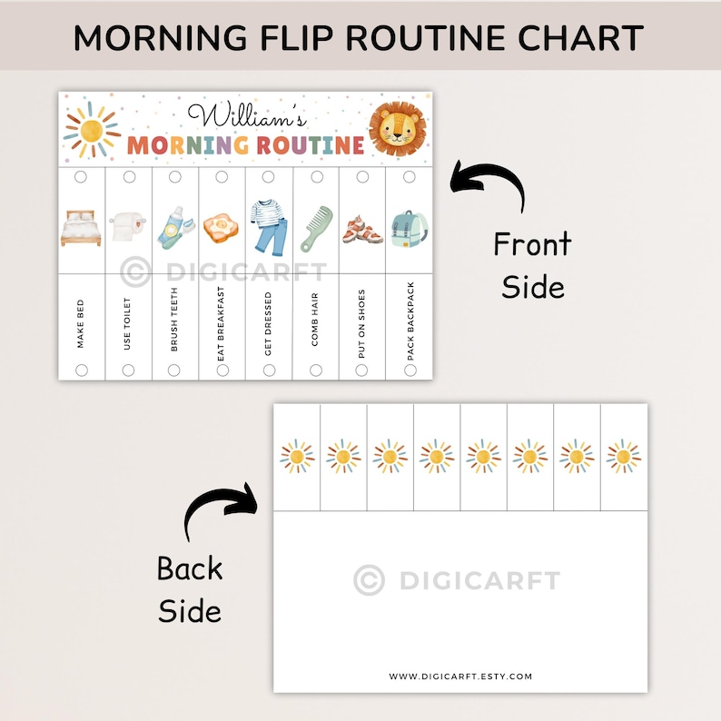Routine Flip Chart Editable Kids,morning Routine,chore Chart,bedtime ...