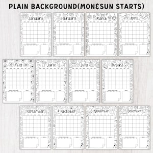 12 Month Calendar Pages A5 Journal Monthly Calendar Planner With Goals ...