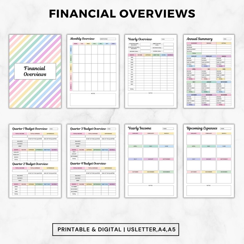 Rainbow Budget Finance Planner Bundle Printable,digital Finance Journal ...