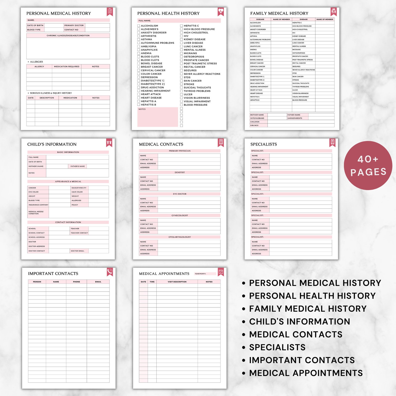 Family Medical Binder Printablehealthcare Planner - Etsy