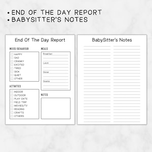 Babysitter Planner, Babysitter Information Sheet, Babysitter Binder ...