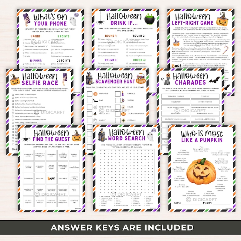 Halloween Games for Kids Adults Digital Download,printable Halloween ...
