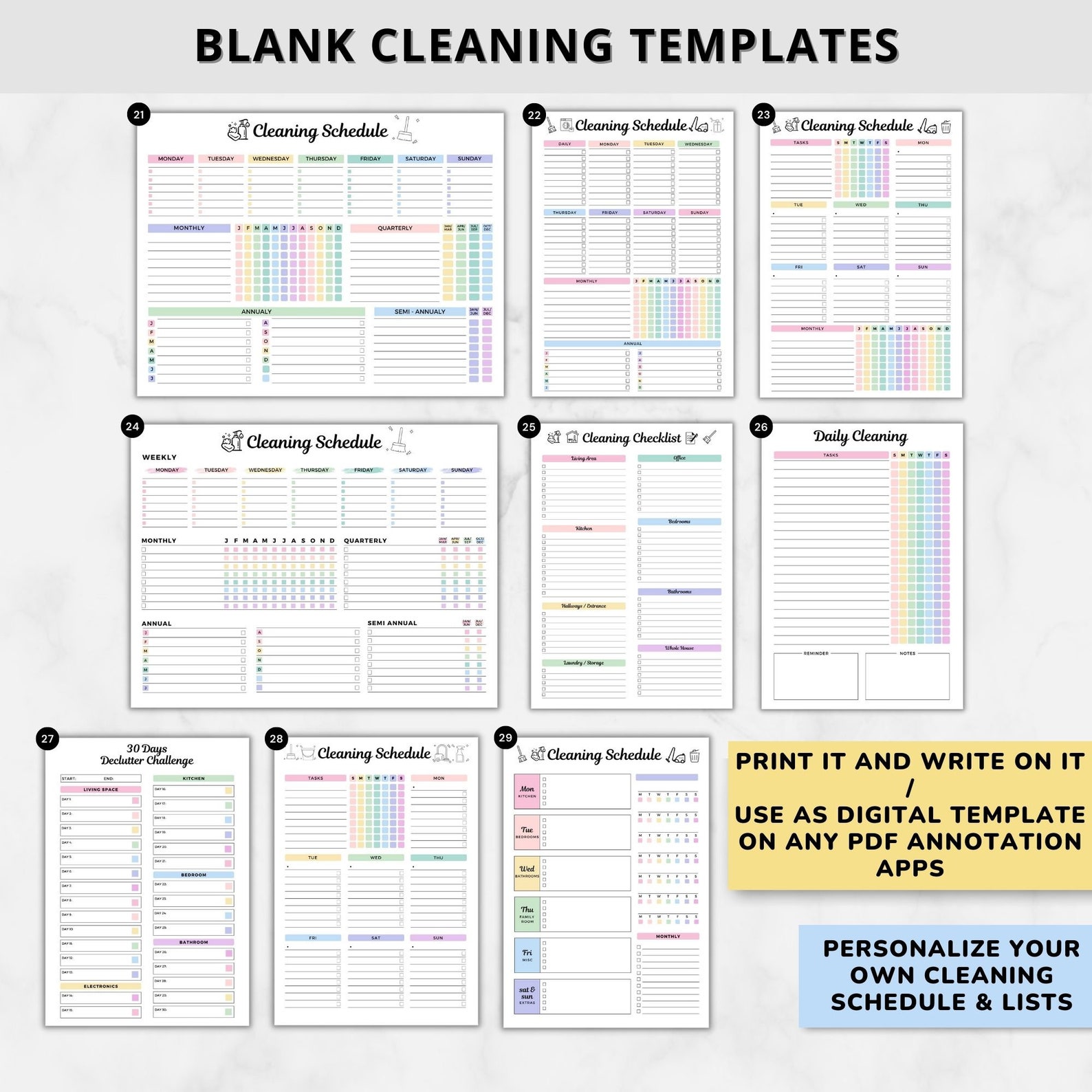 Ultimate Cleaning Schedule Bundle Printablecleaning Planner - Etsy