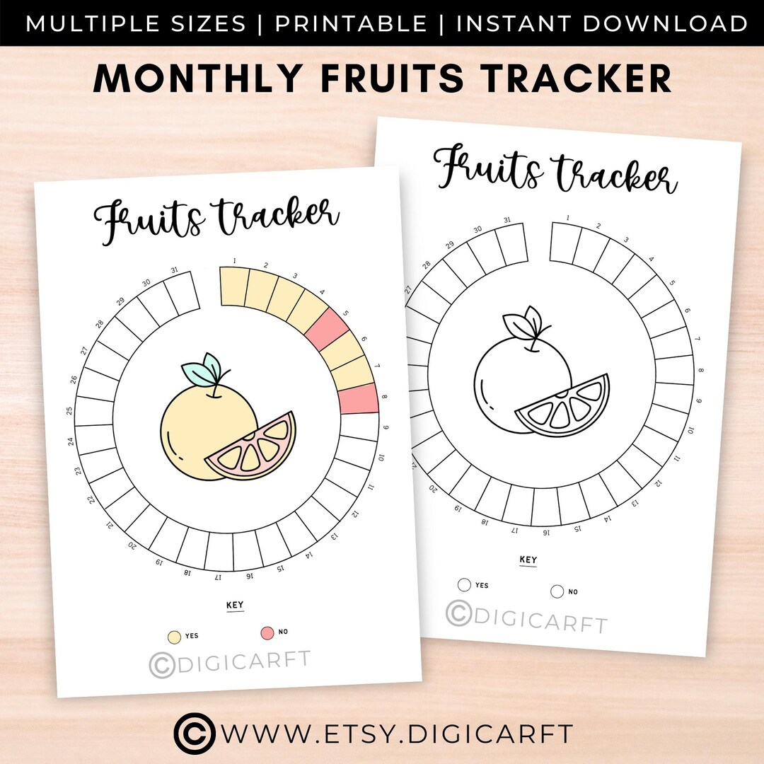 Monthly Fruits Eating Tracker Printable,a5 Bullett Journal Page,monthly ...