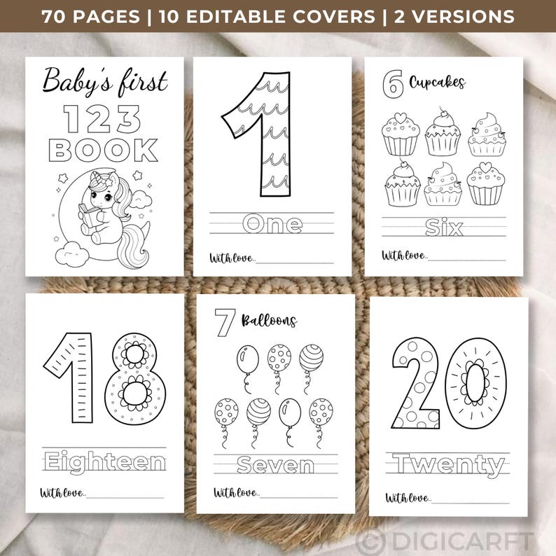 123 Baby Shower Coloring Guest Book Printable,babys First 123 Book,baby ...