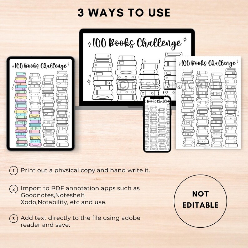 100 Book Challenge Tracker Printable,books Reading Challenge Templates ...