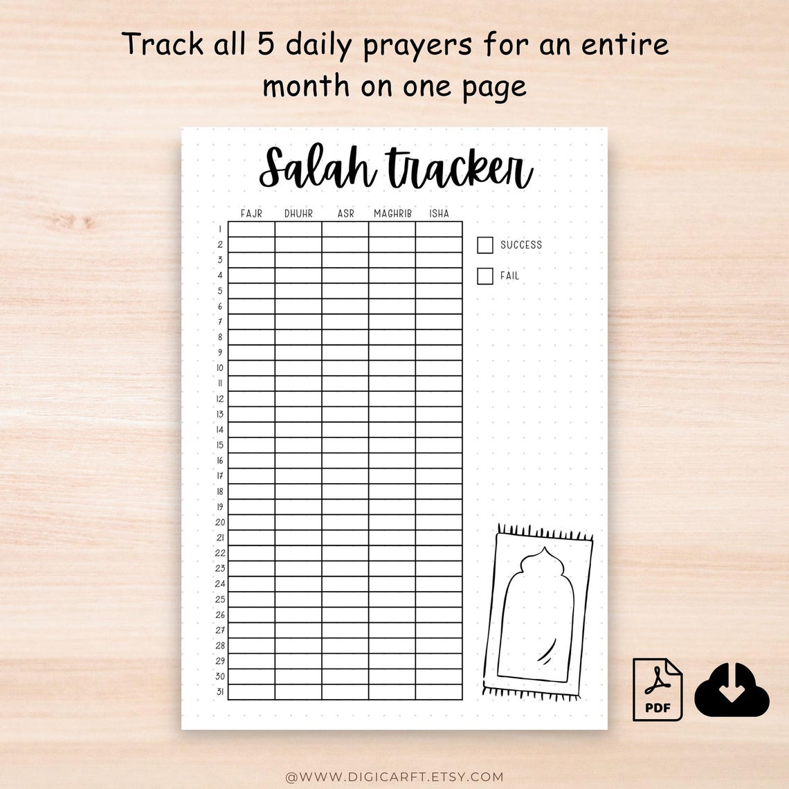 Salah Tracker Printable,muslim Prayer Tracker,monthly Prayer Tracker ...