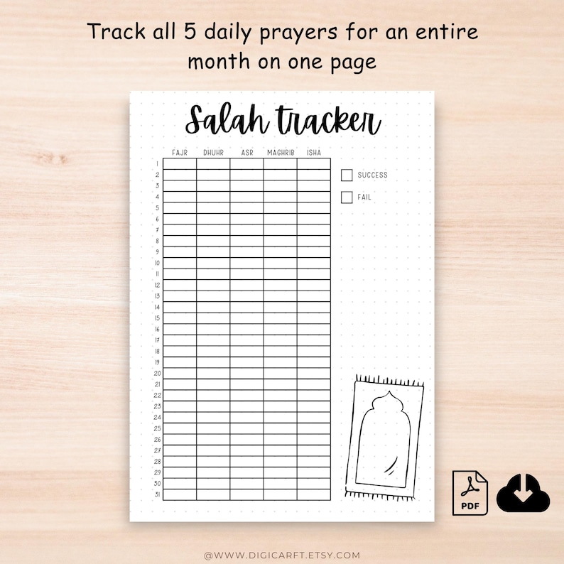 Salah Tracker Printable,muslim Prayer Tracker,monthly Prayer Tracker ...