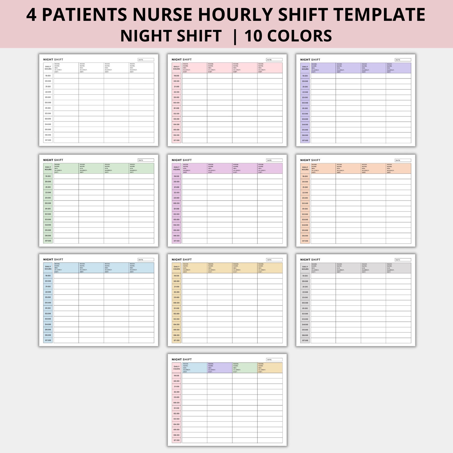 Nursing Hourly Work Sheetnurse Hourly Sheetnursing to Do - Etsy