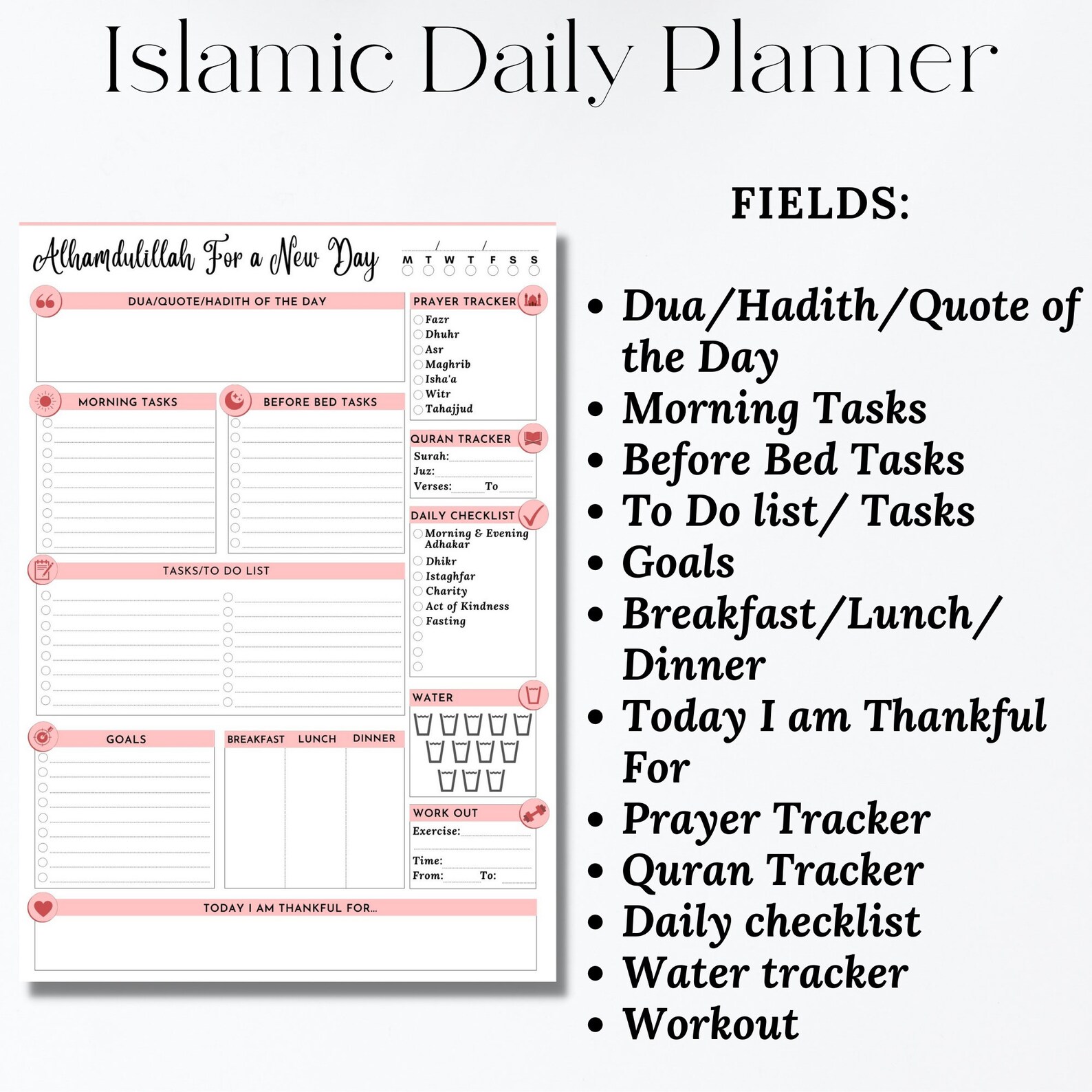 Islamic Daily Planner Printable Islamic Planner Muslim - Etsy Islamic Daily Planner Printable Islamic Planner Muslim - Etsy