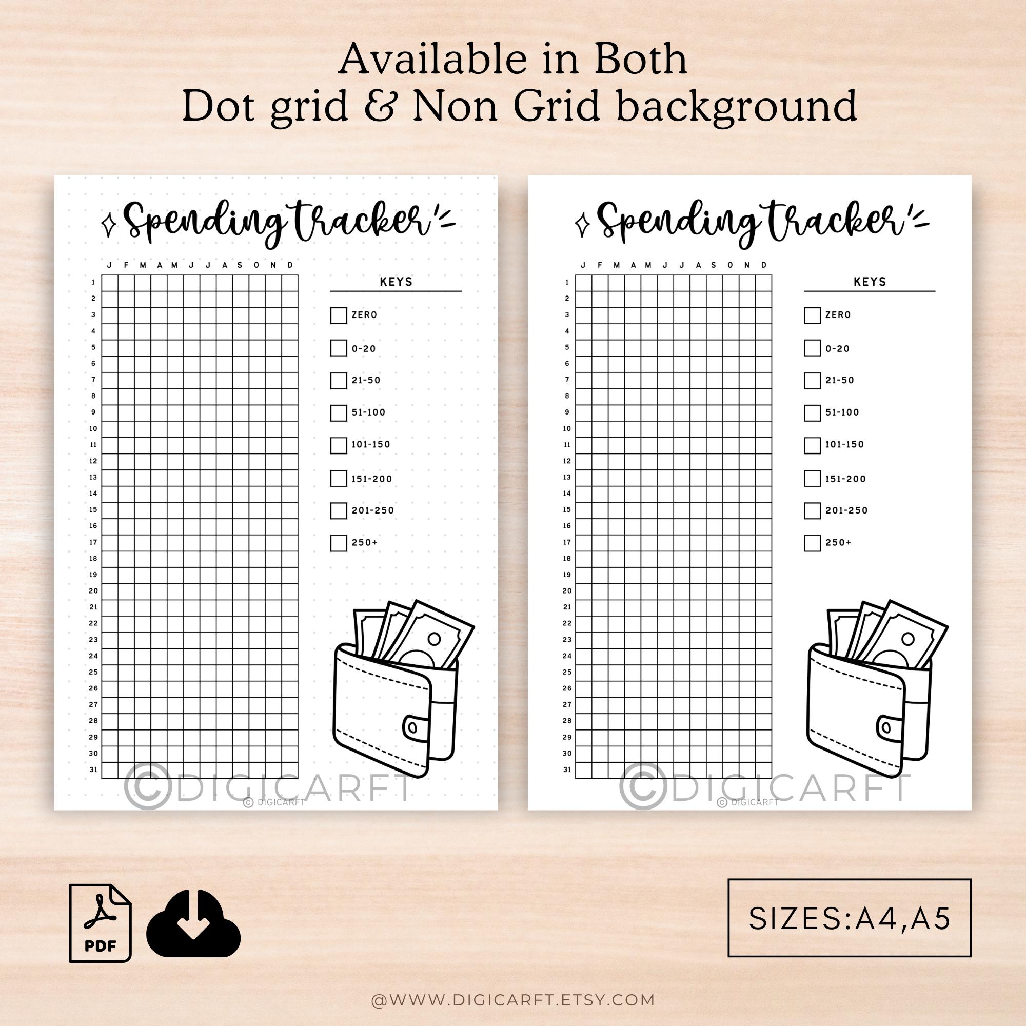 Yearly Spending Tracker Journal Page Printable,daily Expense Log A4 ...