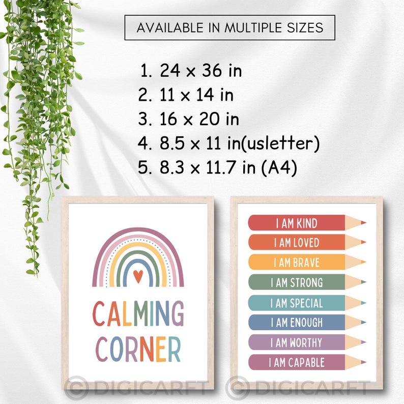 Calm Down Corner Poster Decor for Kids Room Boho,emotion Calming Place ...