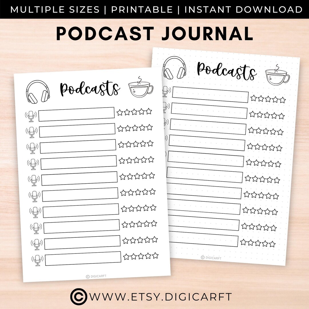 Podcast Tracker Printable,favorite Podcast Log,podcast to Listen ...