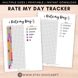 Rate My Day Tracker Journal Pages Printable,rate My Day Planner ...