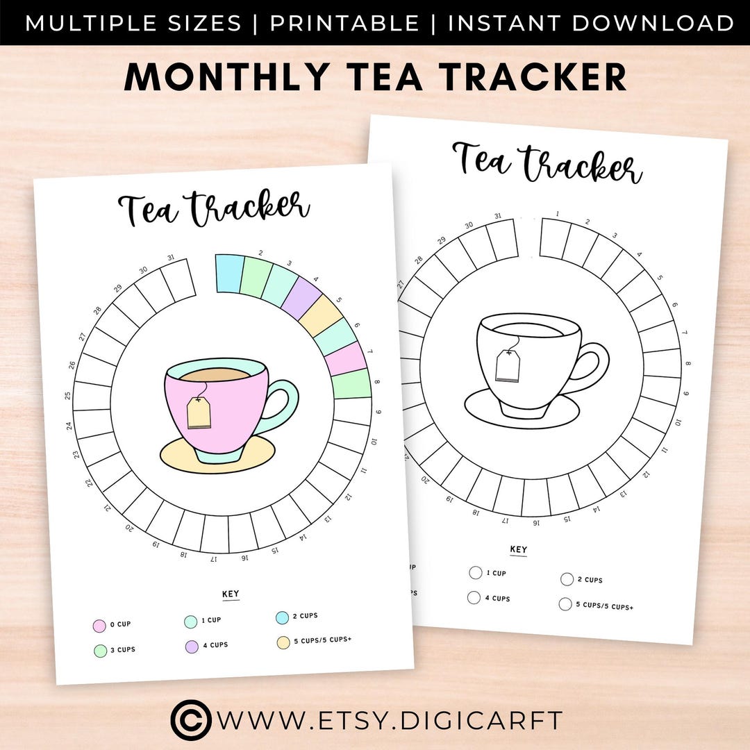 Monthly Tea Tracker Printable,a5 Bullett Journal Page,monthly Wheel ...