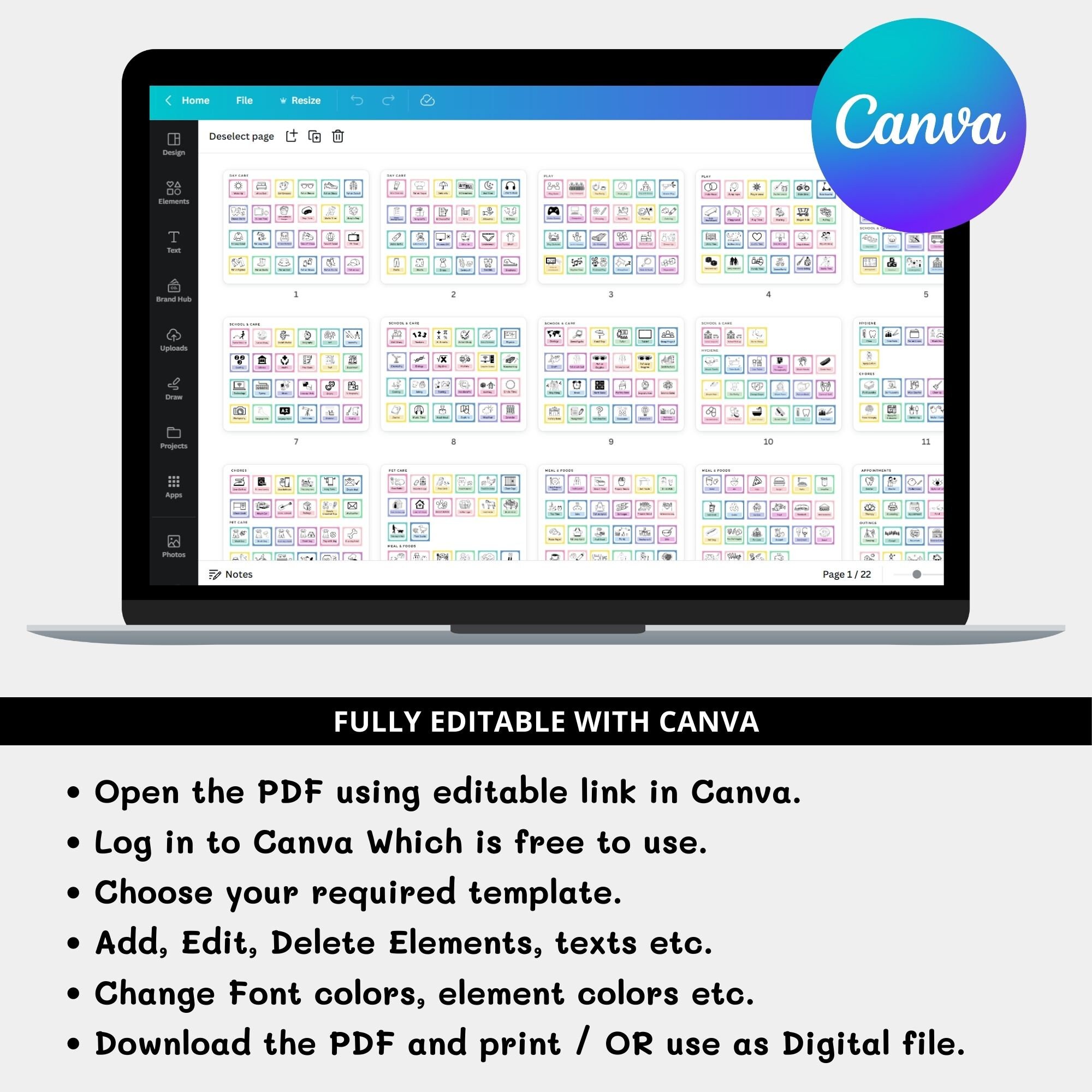 Daily Routine Cards for Kids Editable,printable Kids Morning Evening ...