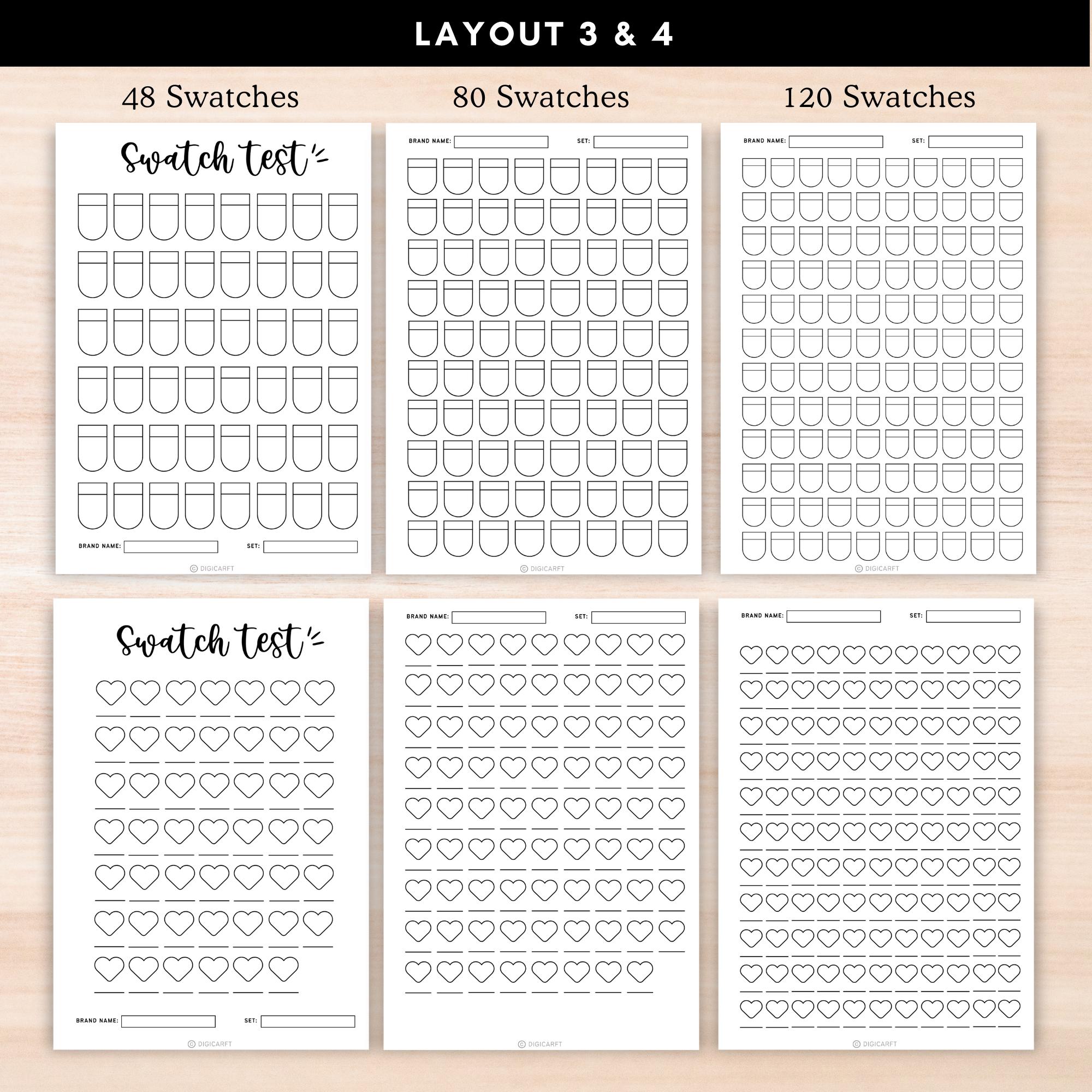 Swatch Test Journal Page A5,marker Swatch Sheet Blank,swatch Template ...