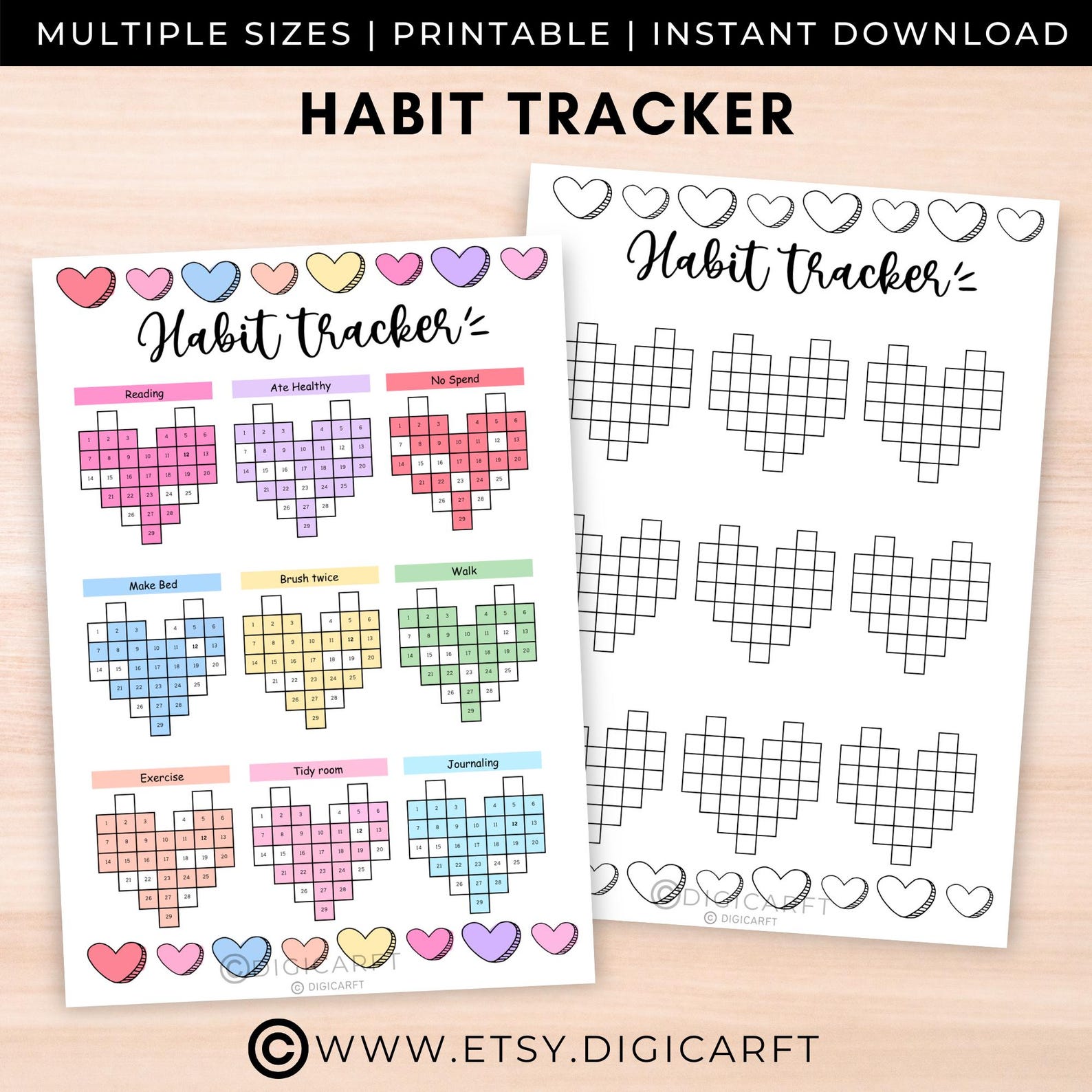 Monthly Habit Tracker Printable,healthy Habit Tracking Cute,habit ...