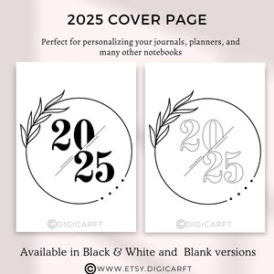 2025 Journal Cover Page,yearly Planner Cover A5 Printable,2025 Bullett ...