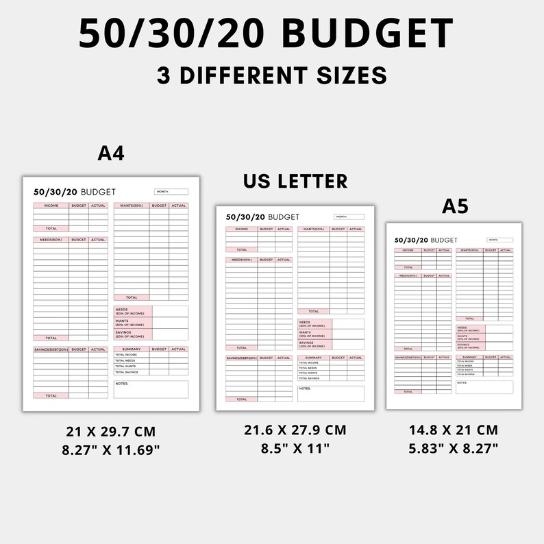 50/30/20 Budget Template,50/30/20 Rule,monthly Budget Template Ipad ...