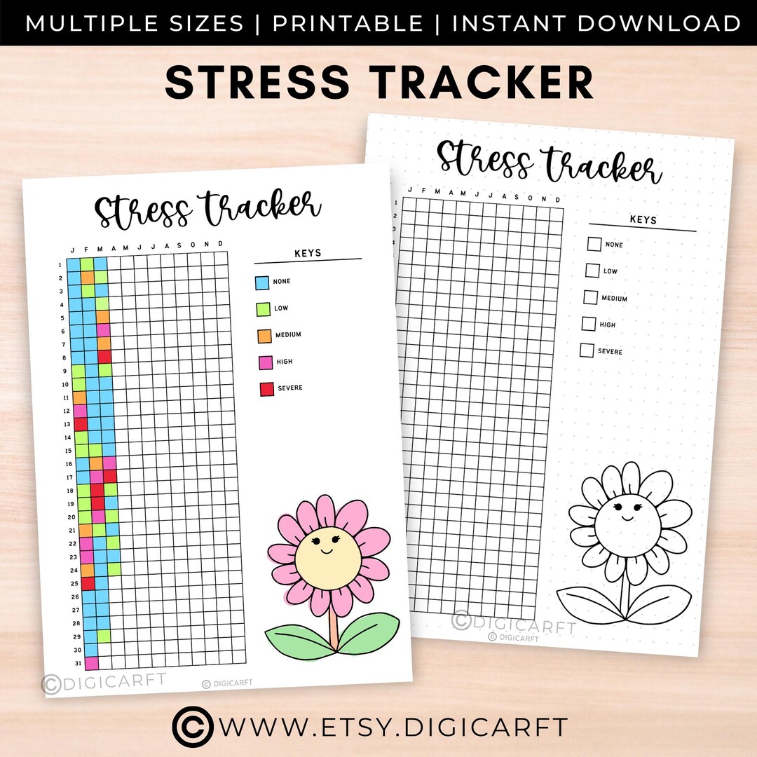Stress Tracker Journal Page Printable,anxiety Mental Health Yearly ...