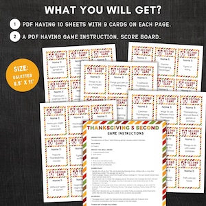 Thanksgiving 5 Second Game,printable Thanksgiving Games Bundle for ...