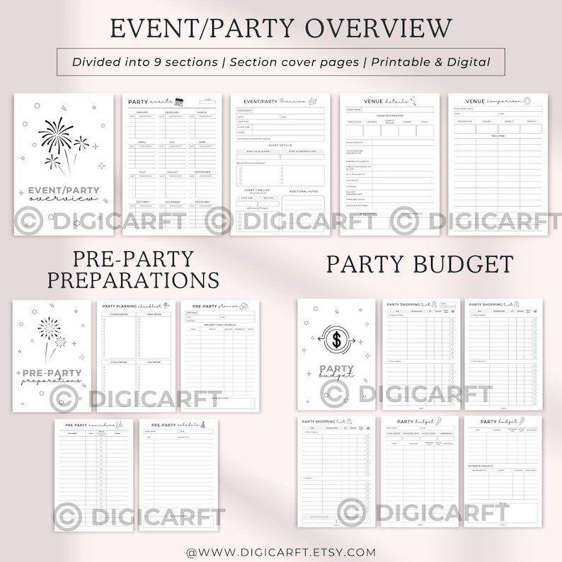 Party Planner Bundle Printable,event Planner Notebook,digital Birthday ...