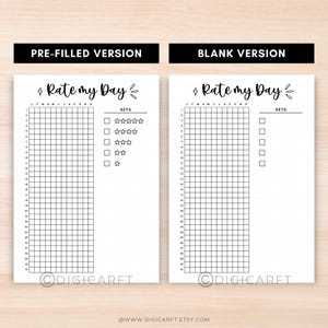 Rate My Day Tracker Journal Pages Printable,rate My Day Planner ...