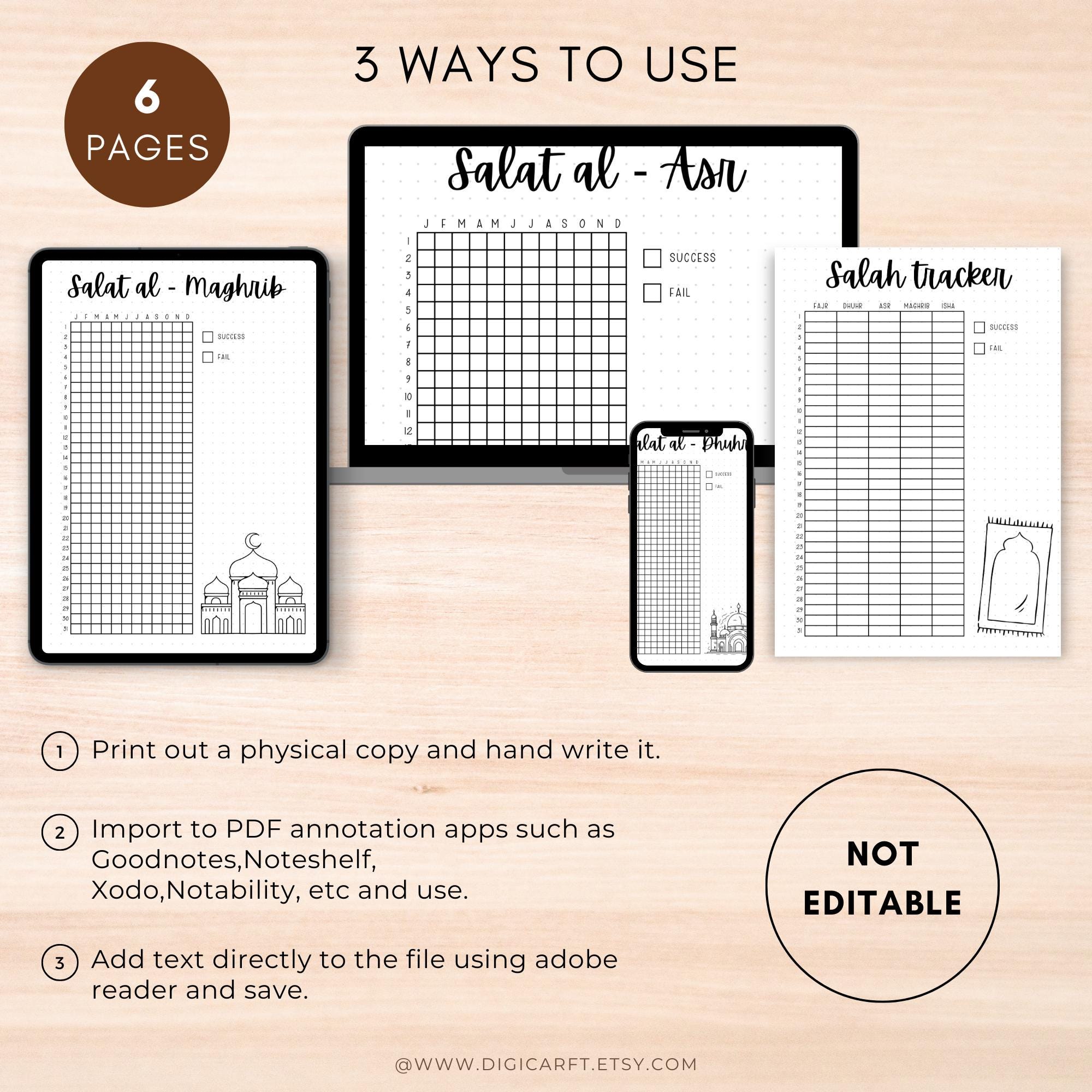 Salah Tracker Printable,muslim Prayer Tracker,monthly Prayer Tracker ...