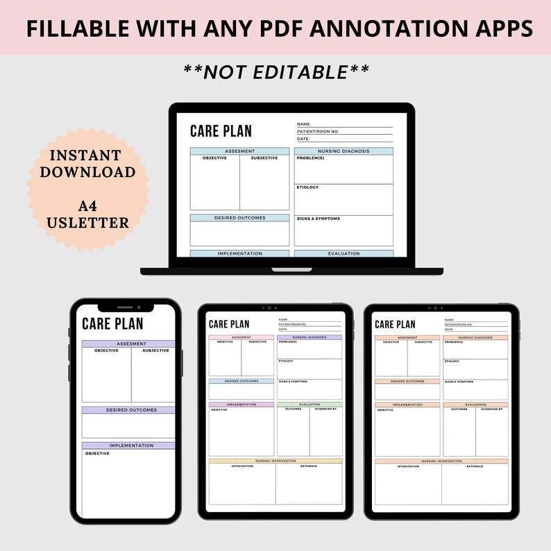 Nursing Care Plans Printablenurse Care Plan - Etsy UK