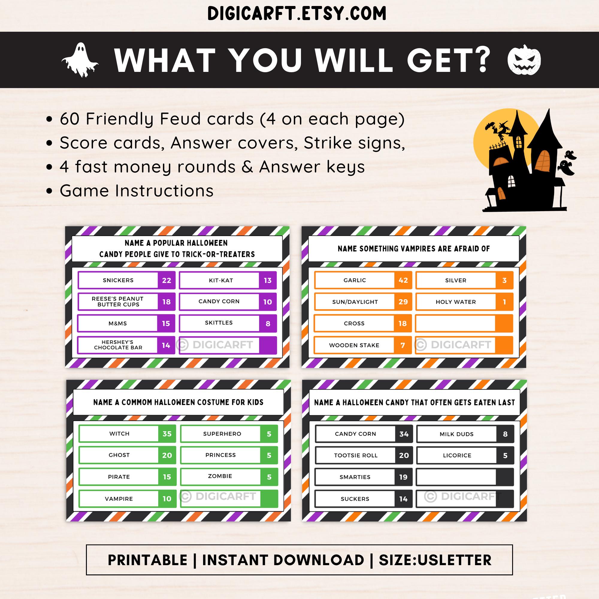Halloween Friendly Feud Game Printable,family Feud Game,office Party ...