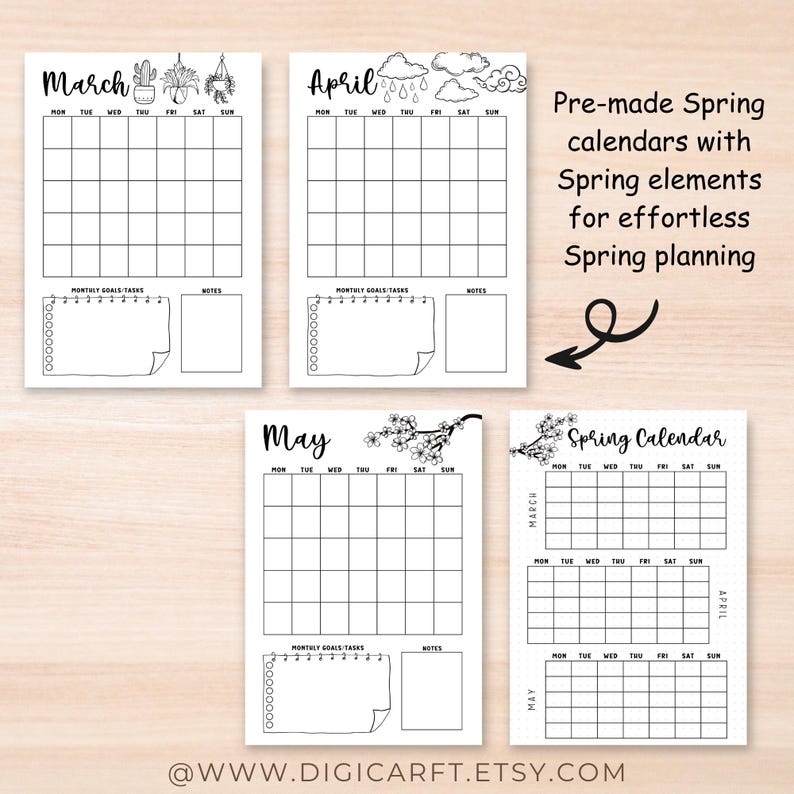 Spring Journal Kit Printable,printable Spring Bucket List,bujo Spring ...
