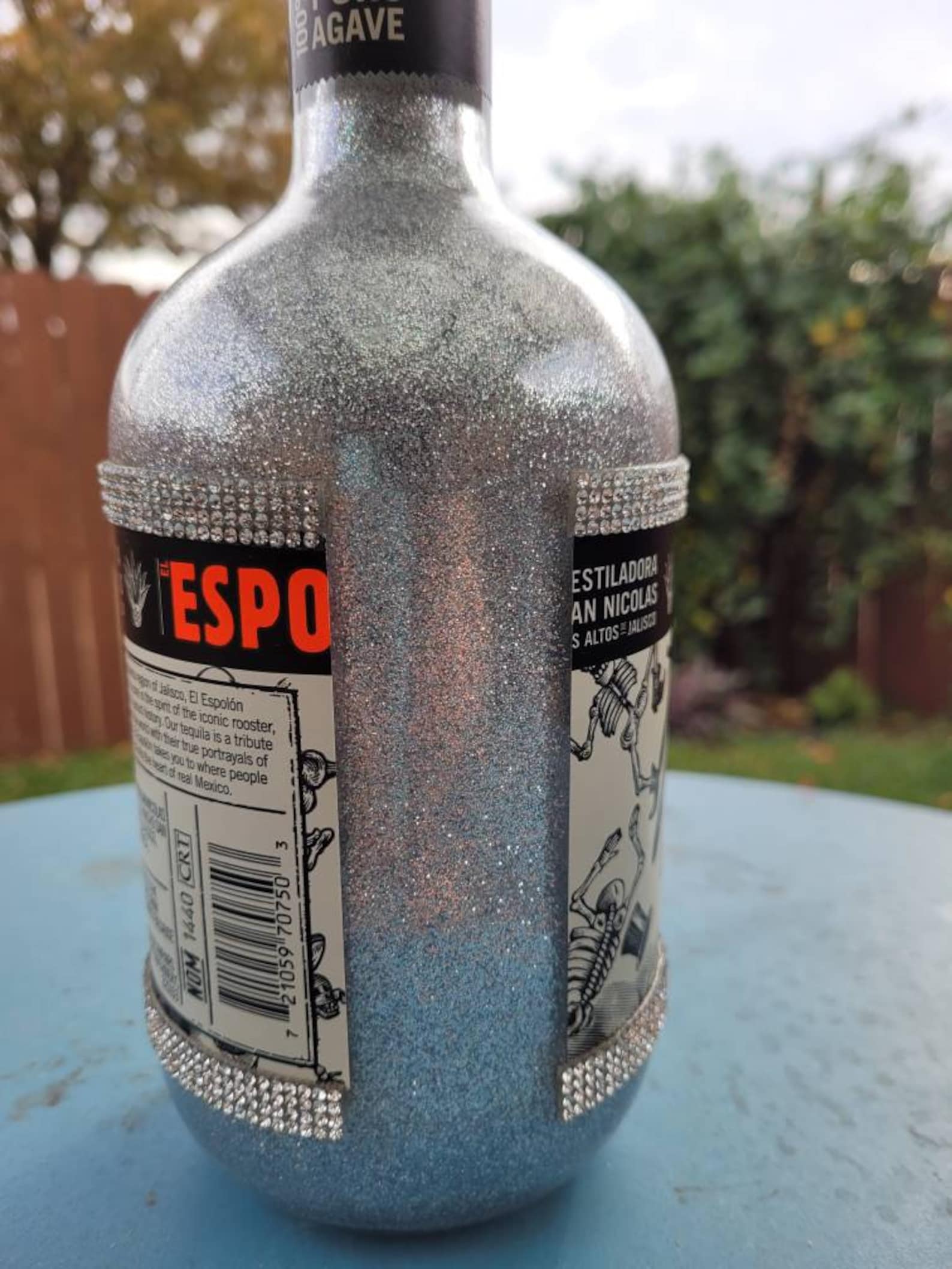Recycled Empty Espolon Blanco Bottle With Silver Glitter! - Etsy