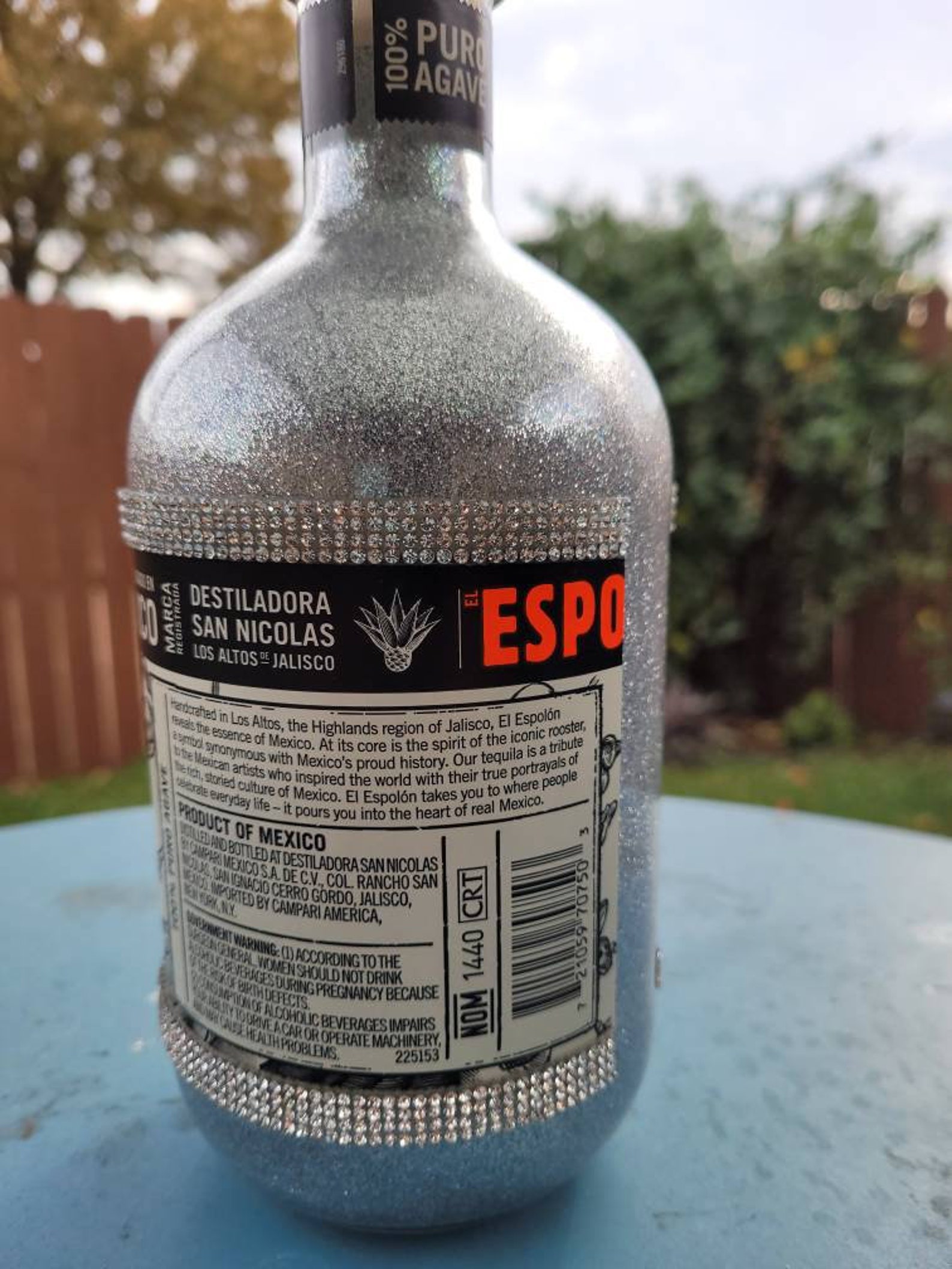 Recycled Empty Espolon Blanco Bottle With Silver Glitter! - Etsy