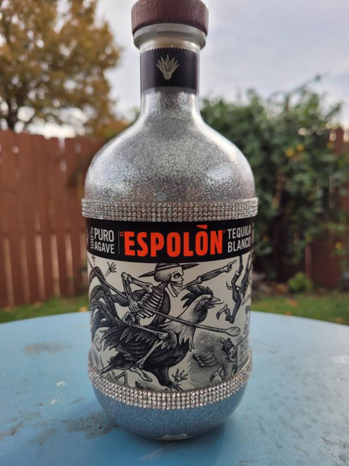 Recycled Empty Espolon Blanco Bottle With Silver Glitter! - Etsy