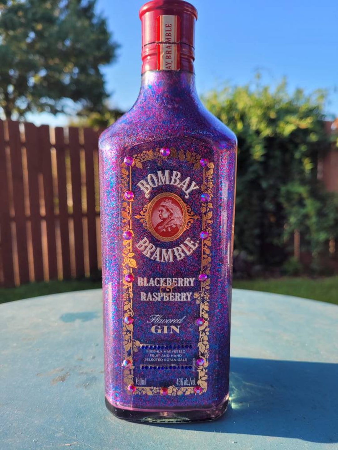 Bedazzled Empty Recycled Bombay Bramble Purple and Blue Glitter Bottle ...