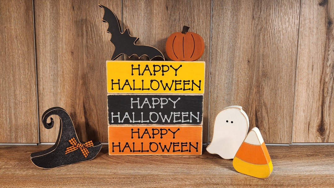 Halloween Wood Blocks and Cutouts: Spooky Fall Decor - Etsy