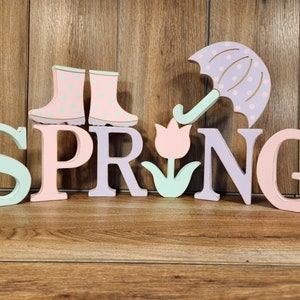 SPRING! Spring Decor, Wood Distressed Letters for Table, Window Sill ...