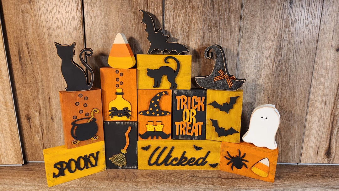 Cute Halloween Cutouts, Coupled With Coordinating Wood Blocks. Unique ...
