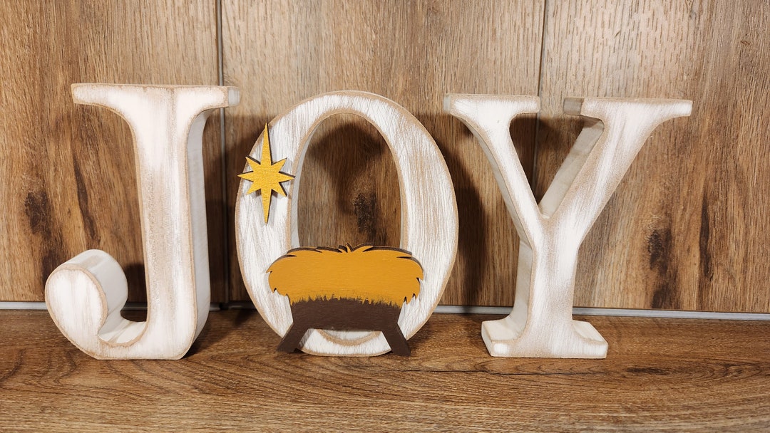 Distressed Wood JOY Letters: Christmas Manger Scene Decor - Etsy
