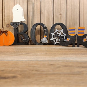 BOO Fun and Festive Wood Letter Display for Halloween and Fall Decor ...