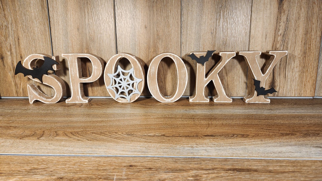 SPOOKY Halloween SPOOKY Sign With Free Standing Wood Letters - Etsy