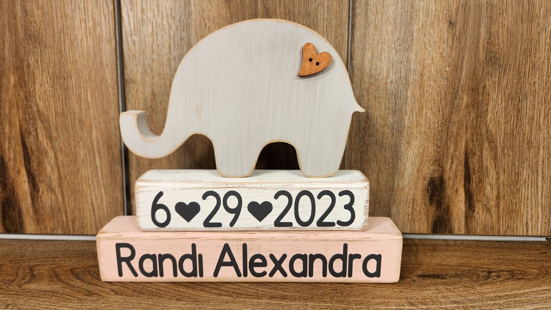Personalized Wood Blocks and Elephants for Nursery Decor. - Etsy