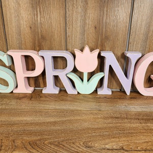 SPRING! Spring Decor, Wood Distressed Letters for Table, Window Sill ...