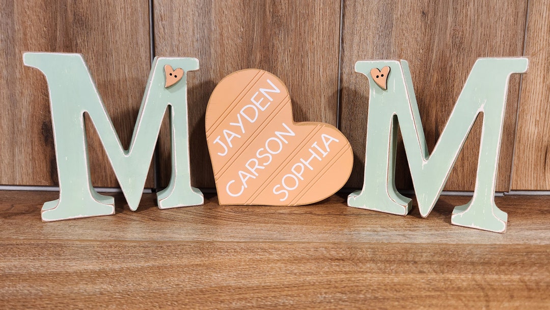 Personalized MOM Wood Letters, Distressed Mother's Day Gift - Etsy