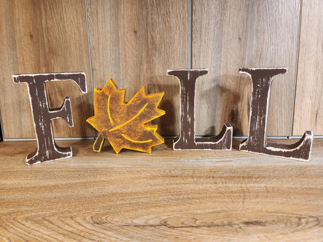 FALL! Distressed Wood Letters for Seasonal Fall Decor With Autumn Leaf ...