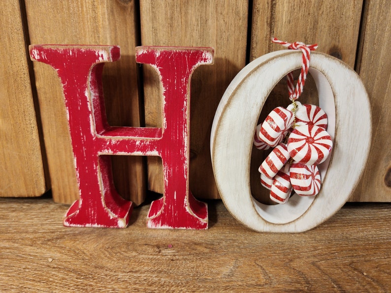 HO HO HO Free Standing Distressed Wood Letters for Your - Etsy